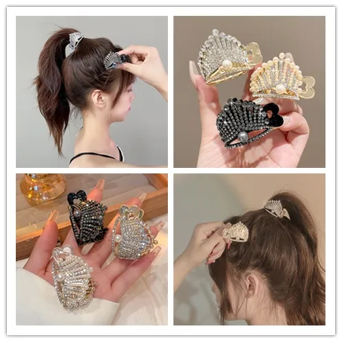 [YWYK] INS เกาหลีมุกคริสตัลมงกุฎสูงผมหางม้าคลิปสำหรับผู้หญิงสาวกลับกิ๊บคลิปอุปกรณ์ผม | Lazada.co.th