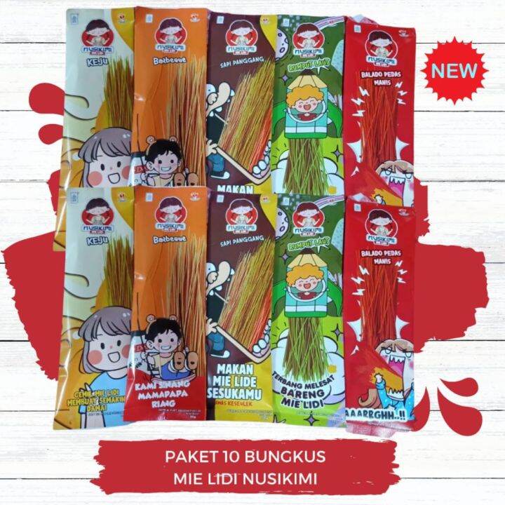 Mie lidi paket usaha 10 bungkus/paket hemat mie lidi pedas/mi lidi ...