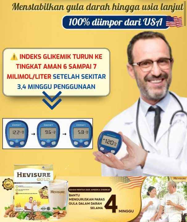 HEVISURE GOLD MILK PREMIUM SUSU DIABETES DAN KENCING MANIS anti rontok ...