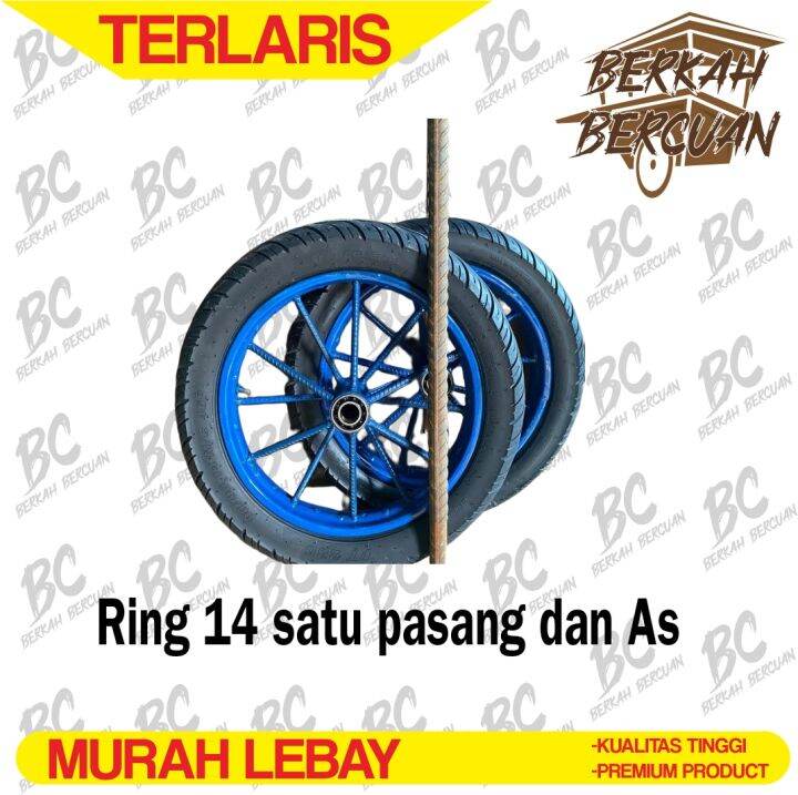 Roda gerobak Ring 14 satu pasang dan As besi | Lazada Indonesia