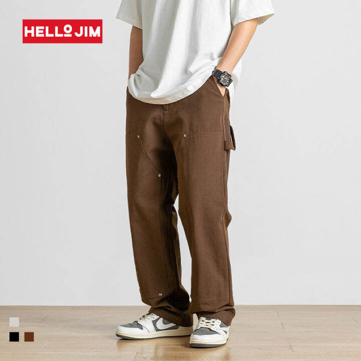 HELLO JIM 100% Cotton Pants For Men Cargo 2023 New Style American ...