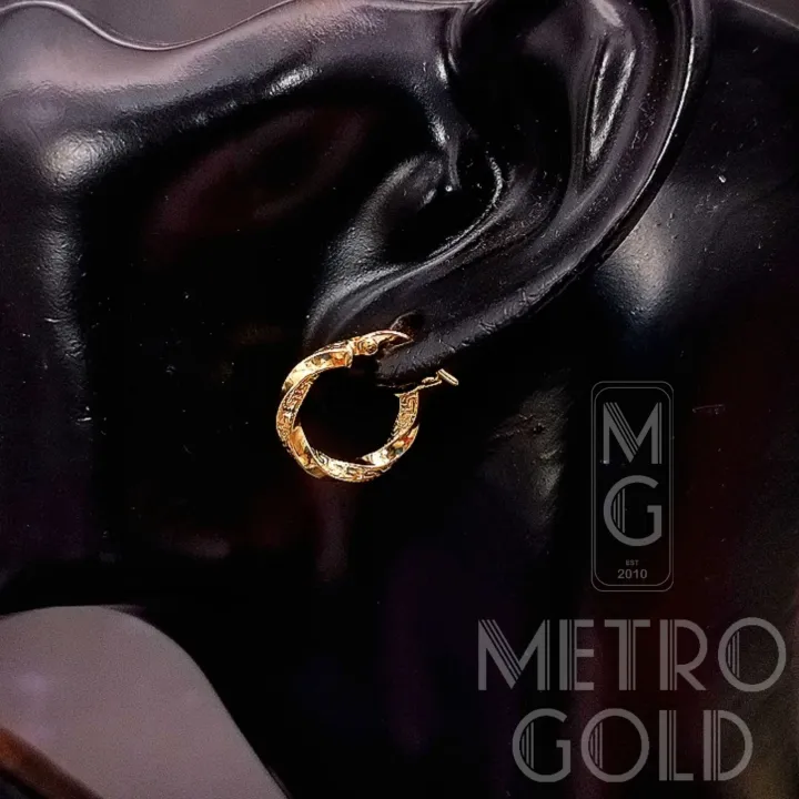 18K Saudi Gold F Design Twisted Loop Earrings 15.4mm | Lazada PH
