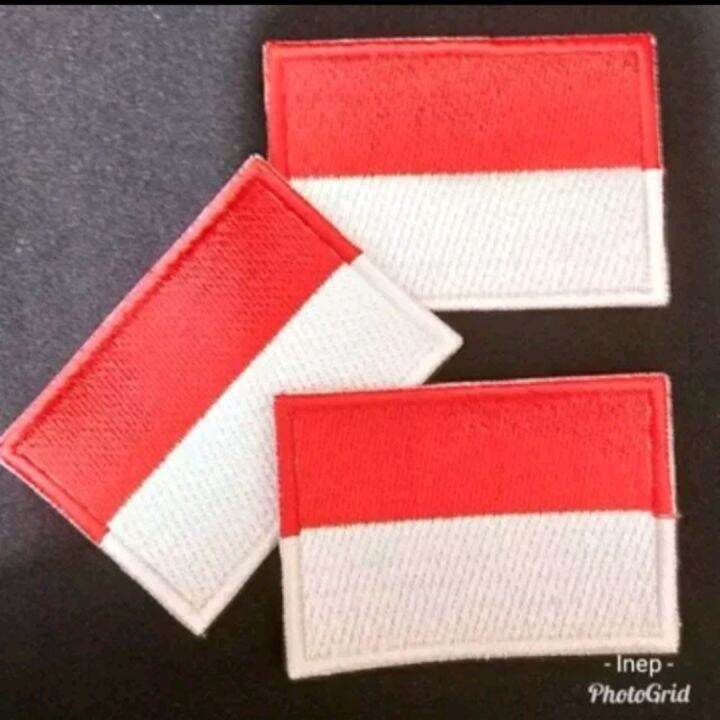 Badge Bendera Merah Putih Bet Indonesia 5x7 Cm Bordir Komputer Patch Patches LOGO untuk Atribut ...