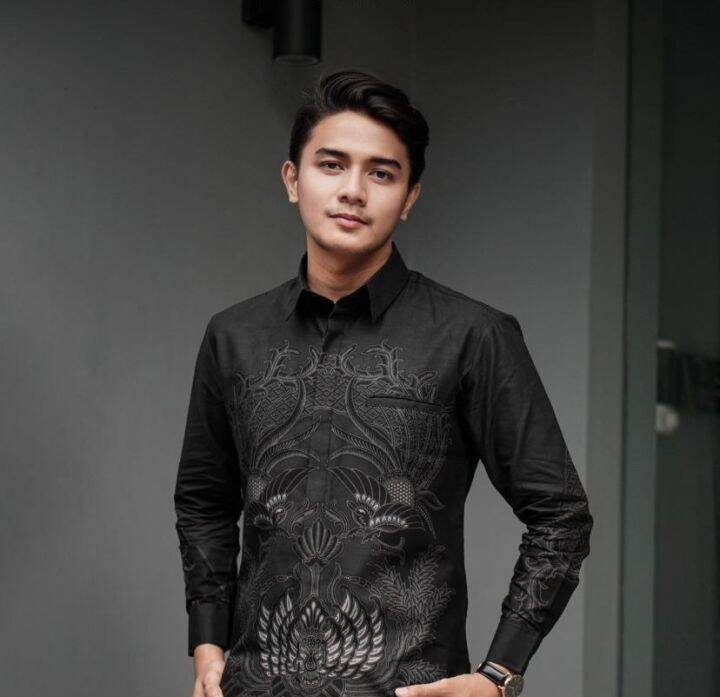 KEMEJA BATIK PRIA LENGAN PANJANG GADING HITAM SERIES / KEMEJA BATIK ...