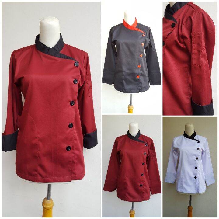 Baju Chef Wanita Baju Koki Cewe Baju Dapur Chef Jacket untuk Hotel ...