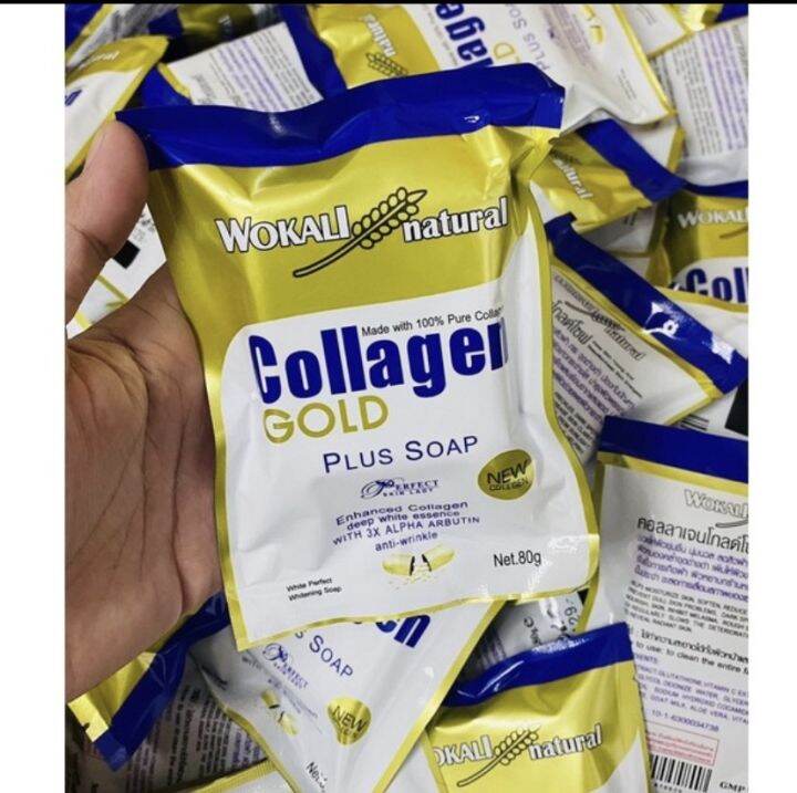 WOKALI COLLAGEN GOLD 24K PLUS SOAP 100%AUTHENTIC FROM THAILAND whitening soap with collagen for ...