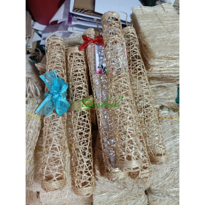 Bundle of 10pcs Abaca tube with cover, abaca case for invitation ...