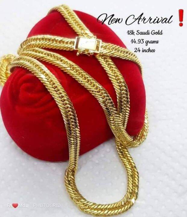 Japan Style Triple Lock Necklace ,20,22,24,inch, 18Karat Saudi Gold ...