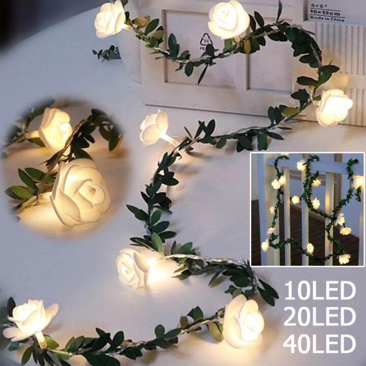 1.5/3/6M LED Rose String Lights Flower Rattan Bouquet Decor Girl ...