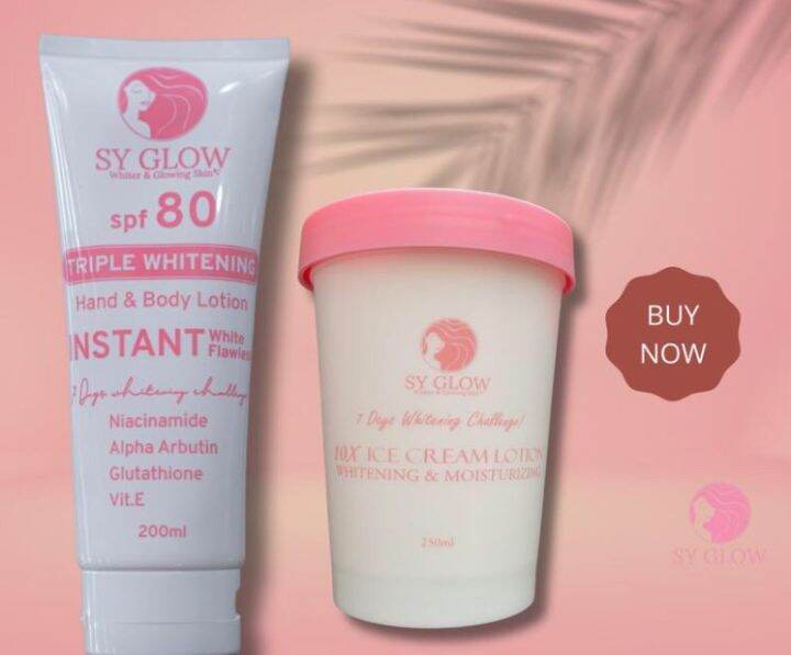 SY GLOW BEAUTY SET -TRIPLE WHITENING INSTANT LOTION SPF80/10X ICE CREAM ...