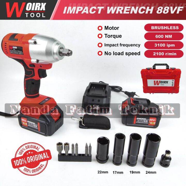 Mesin pembuka baut impact WOIRX TOOL 88 volt 2 BATERAI untuk buka roda ...