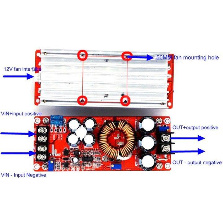 (ส่งด่วน) 1500W 1200W Step-up Converter Boost Power Supply Module IN 8 ...