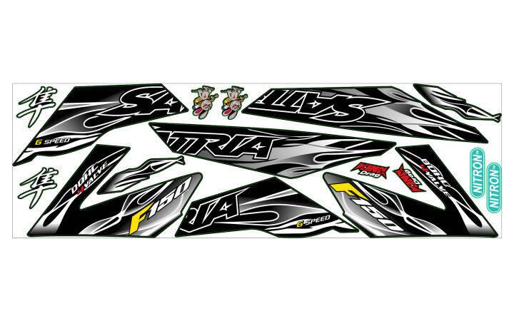 Tem rời dán xe Satria - Raider màu đen , mẫu tem lửa uốn lượn giúp xe ...