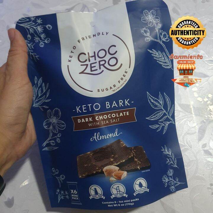 Choc Zero Sugar Free Dark Chocolate with Sea Salt Almonds 170g | Lazada PH