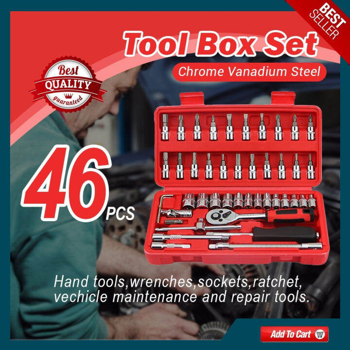 46pcs/set Tool Box Car Motorcycle Repair Set Hand Tools Home Service ...