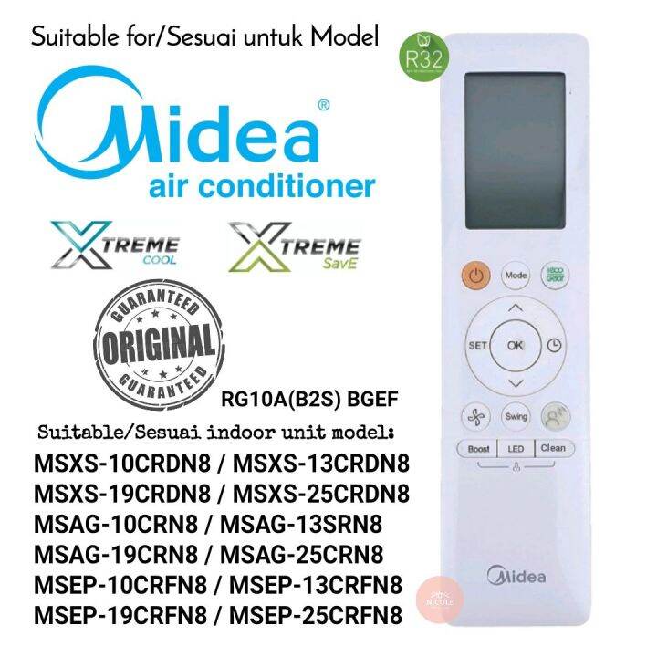 Original Midea Air Cond Air Conditioner Remote Control RG10A(B2S)/BGEF | Lazada