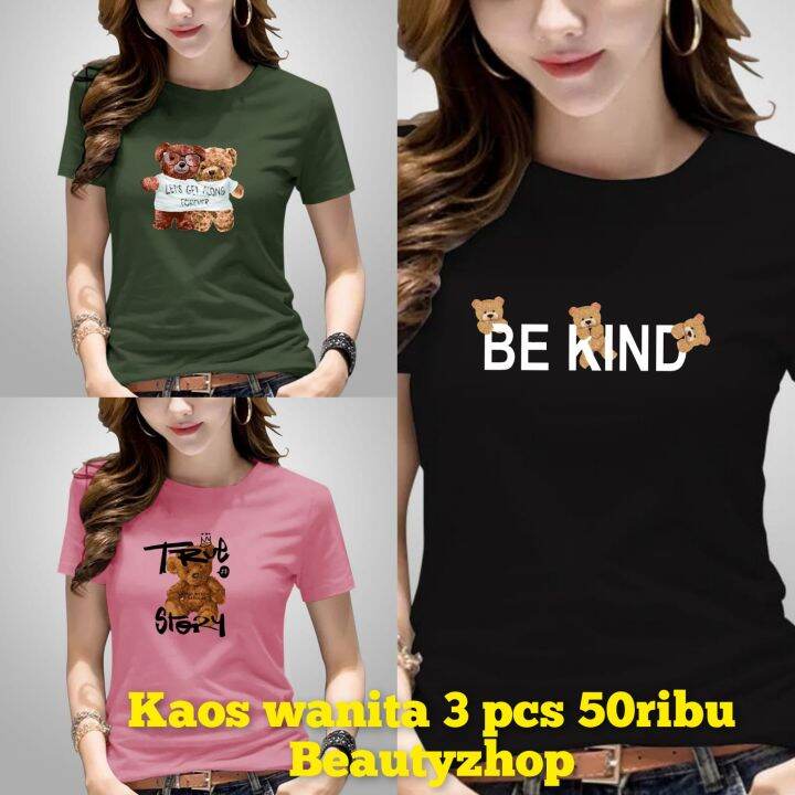 kaos atasan wanita 50ribu dapat 3 pcs baju cwe lengan pendek Slim ... kaos atasan wanita 50ribu dapat 3 pcs baju cwe lengan pendek Slim ...