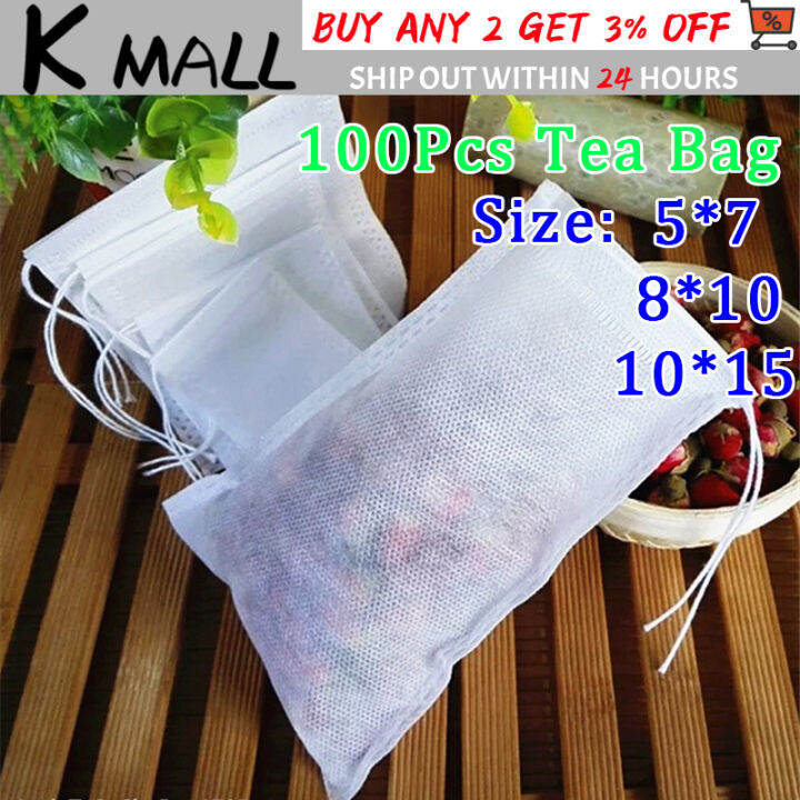 100Pcs Tea Bags Infuser With String Heal Seal Sachet Filter Paper ...