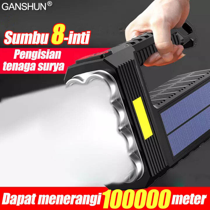 【Cahaya kuat jarak jauh 500000 meter】QIANSHUN Senter surya Led super terang senter 8LED+6COB ...