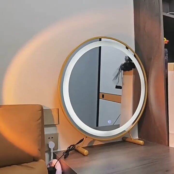 🌟Garish Furniture🌟กระจกแต่งหน้า มีไฟ LED หน้าทรงกลม กระจกมีไฟส่องหน้า ...