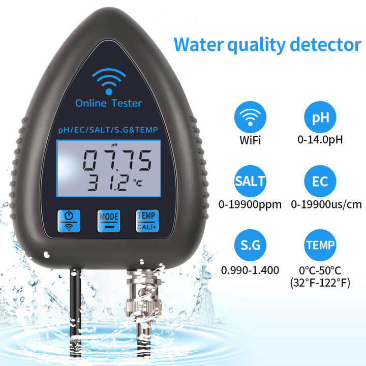 Tuya WiFi 5 in 1 Water Quality Monitor TDS/EC/SALT PH S.G.TEMP ...