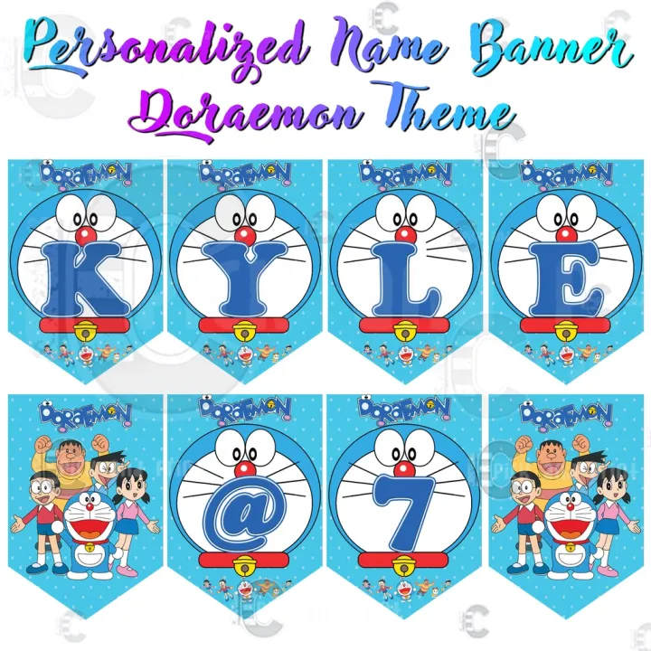 Personalized/Customized Doraemon Name Banner Bunting Banderitas for Diy ...