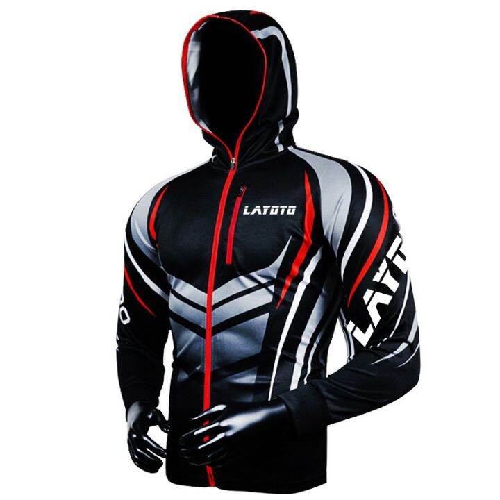 LAYOTO ตกปลาแจ็คเก็ตผู้ชายคลุมด้วยผ้ากลางแจ้งด่วนอบแห้งตกปลาเสื้อผ้า ...