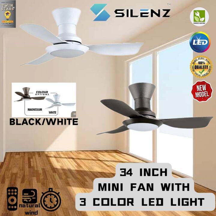 SILENZ MOJO DC Motor 7 Speeds with remote control Ceiling Fan 34inch 3 ...