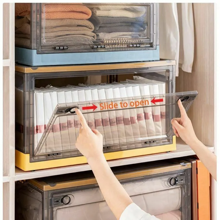 Three Door Folding Plastic Storage Boxes Side-Open Clothes, books, toys ...