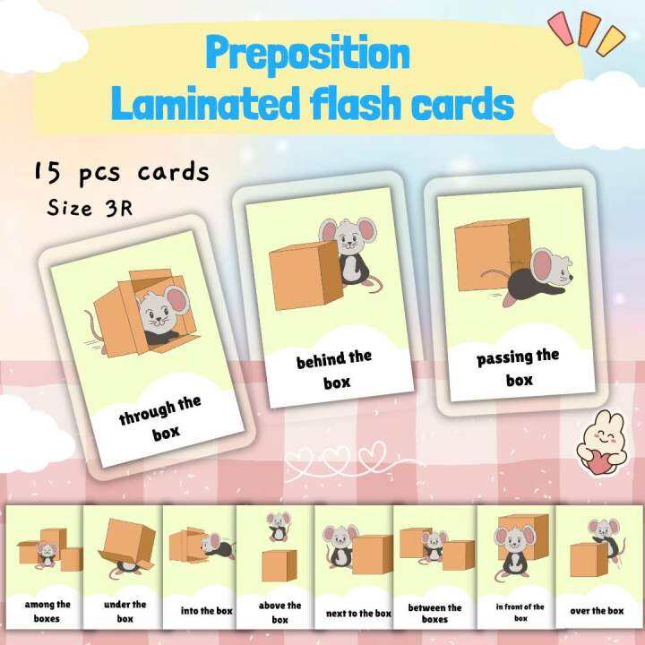 English prepositions educational laminated flashcards | Lazada PH