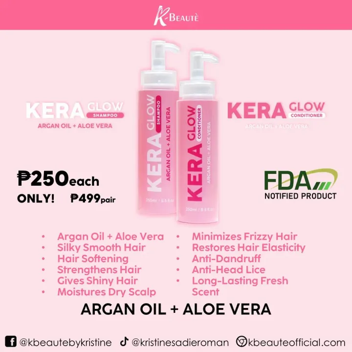 K-BEAUTE KERA GLOW SHAMPOO & KERA GLOW CONDITIONER w/ freebie | Lazada PH