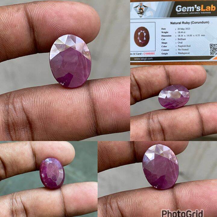 Natural Ruby Corundum no heat batu ruby Madagascar big size CT 18 Dim ...