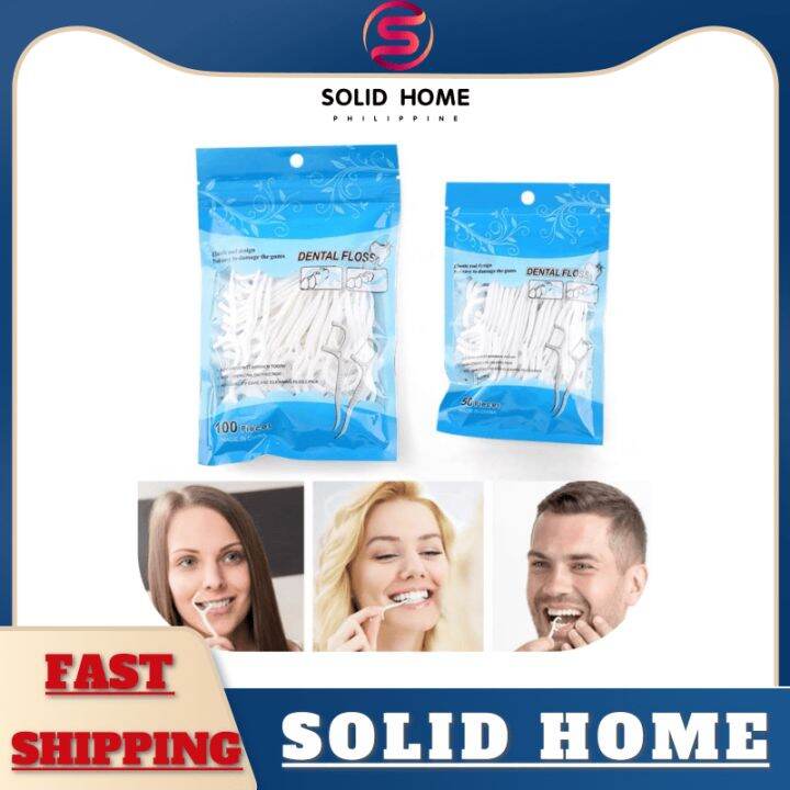 SOLID HOME 50/100pcs Dental Floss Disposable Teeth Stick Interdental ...