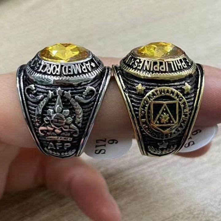 Stainless Steel Philippine Army Bull Rings for Men with Black Yellow ...