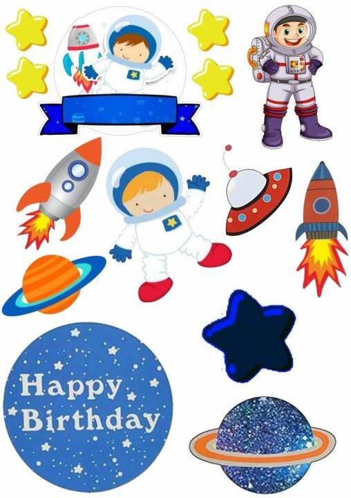 Topper cake kue karakter astronot bulan bintang free custom nama ...