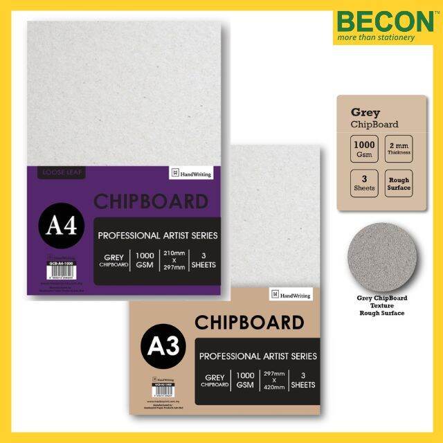Masterprint Grey Chipboard 1000gsm 3's A4 | A3 | Lazada