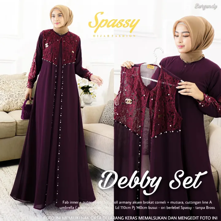 Promo Baju Gamis Model Rompi One Set Kombinasi Iner Outer Pisah Polos ...