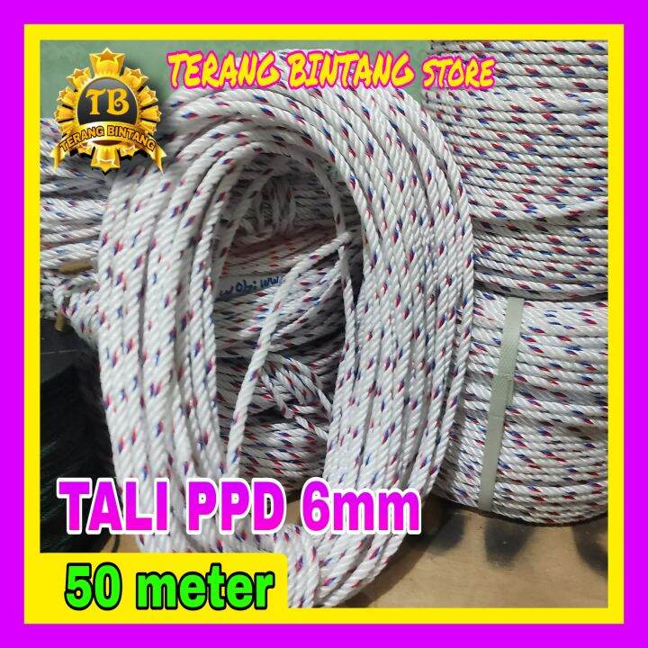 TALI TAMBANG PPD 6MM 50 meter/TALI PENGIKAT BAK TRUK/TALI TAMBANG 50 METER/tambang pengikat ...
