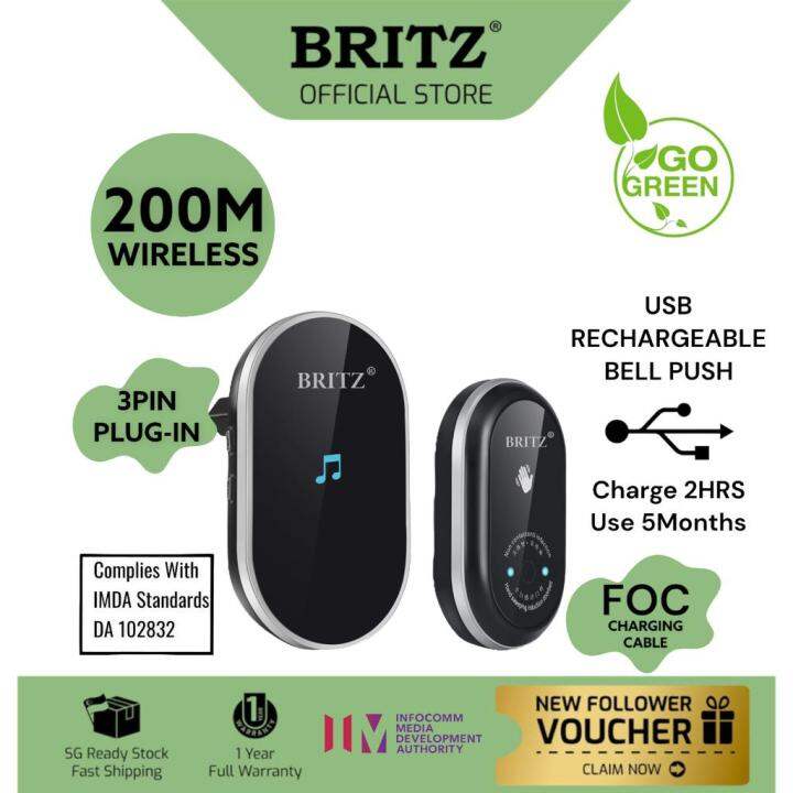 BRITZ Wireless Contactless Door Bell Set [K639AC] Assalamualaikum ...