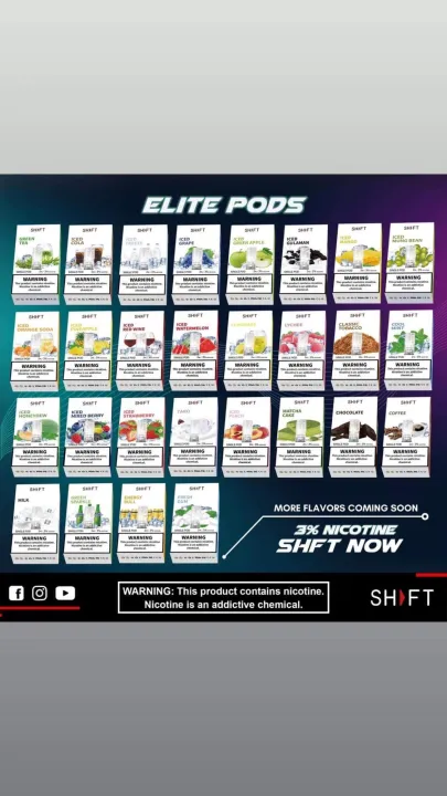SHFT ELITE PODS 3% NIC (Fits Relx Classic and Veex V1) (ICED FLAVORS ...