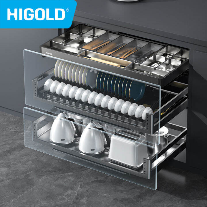 HIGOLD Cabinet Pull Out Basket Double Drawer With Dish Rack 304 ...