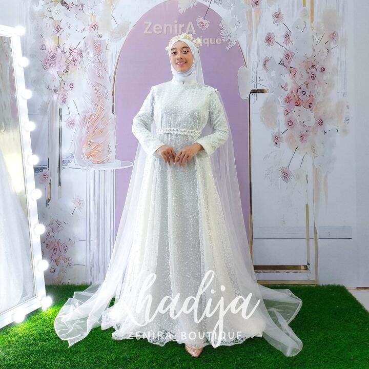 KHADEEJA Wedding Dress FREE VEIL dan tile Wings slayer Mewah dan murah ...