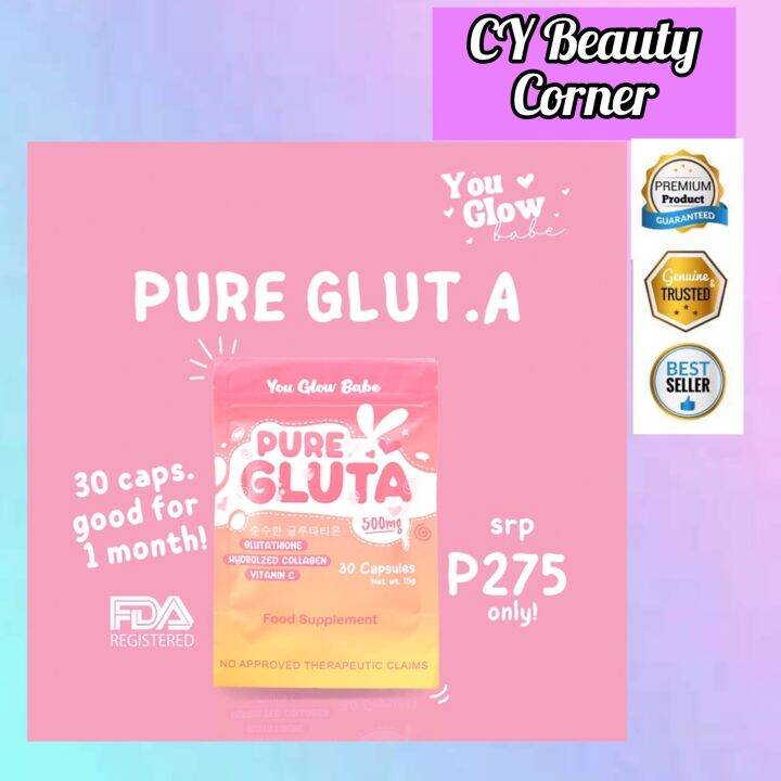 (Original) Pure Glu*ta 500mg By: You Glow, Babe | Lazada PH