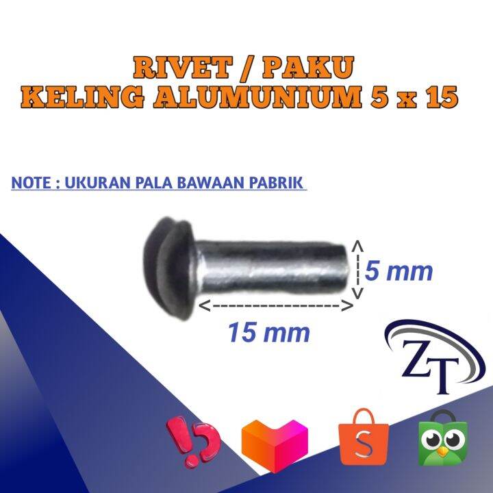Rivet Paku Keling Alumunium DIAMETER 5 x 15 mm | Lazada Indonesia