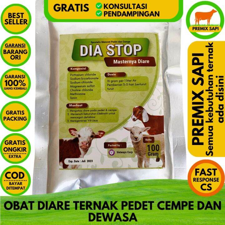 DIA STOP 100gr - obat diare mencret hewan ternak sapi, kambing, domba ...