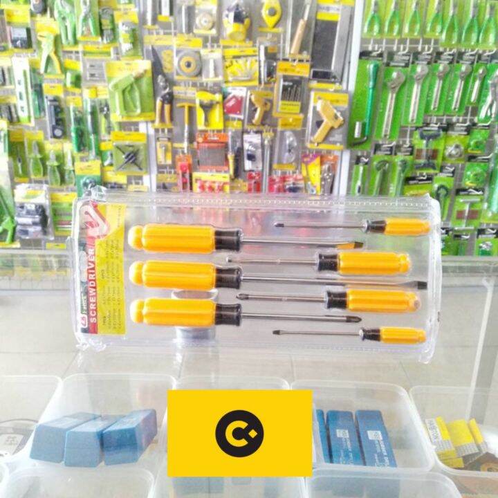OBENG SET 7 PCS GAGANG FIBER RRT SCREWDRIVER HANDLE PVC PLUS MINUS ...