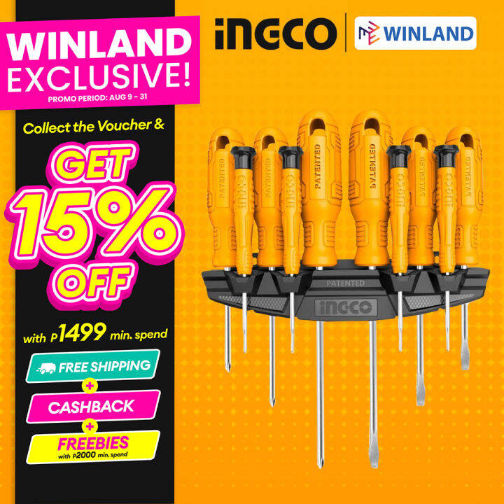INGCO by Winland 10PCS Screwdriver and Precision Screw driver Set (SS ...