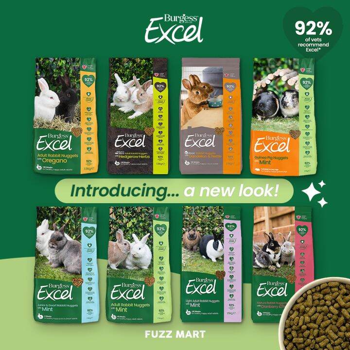 Burgess Excel Rabbit Nuggets Pellets (7 variants available) 500g/1.5kg ...