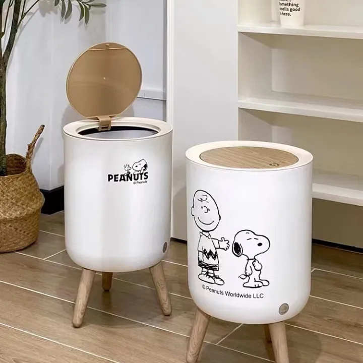 LOYALISTS Garbage Can Snoopy Genuine Cartoon with Cover Press Spring ...