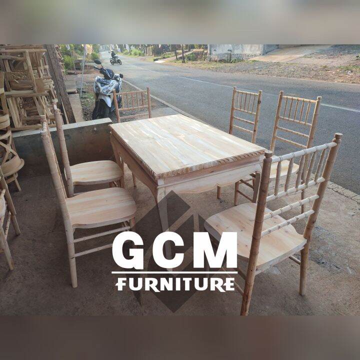 Set Meja Makan / Akad Model Tiffany Bambo Bahan Kayu Mahoni | Lazada ...